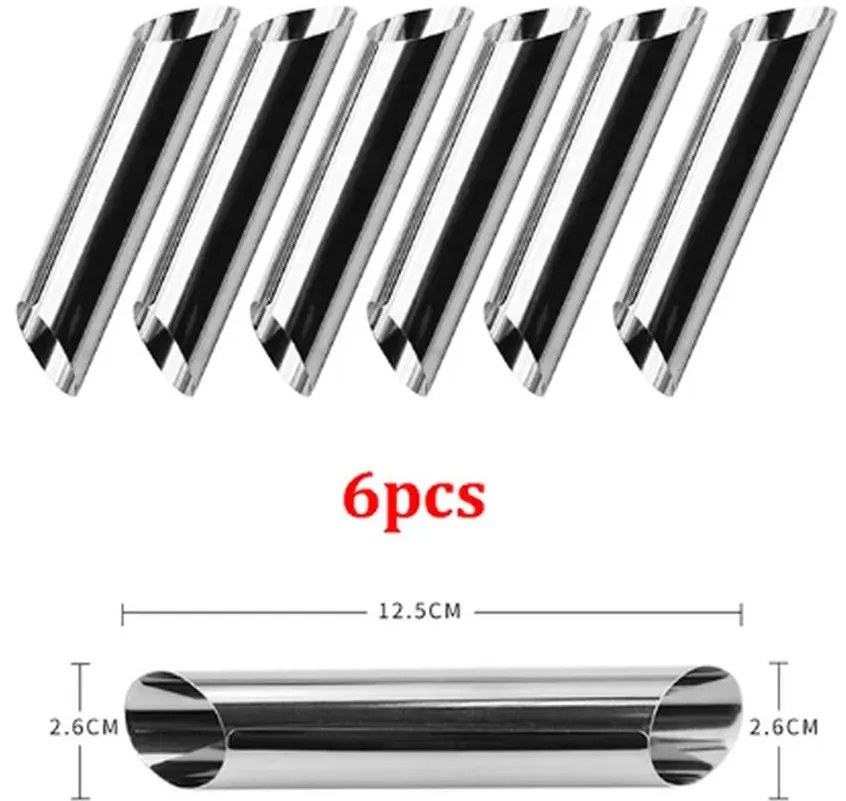 Kuchyňské nerezové kornoutky, trubičky na pečení - 6, 12 nebo 24 ks Barva: 6 ks válcové zkosení
