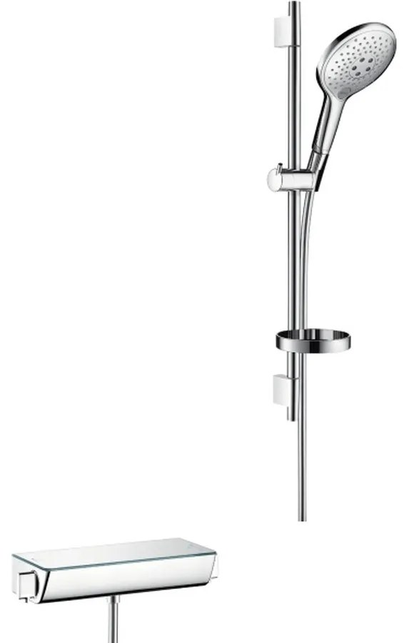Hansgrohe Raindance Select S, sprchová souprava 150 3jet s termostatem Ecostat Select a sprchovou tyčí 65 cm, bílá/chromová, HAN-27036400