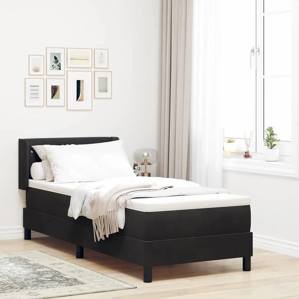 Postel s boxspringem s čelo Černý 200 x 80 cm samet 3341386