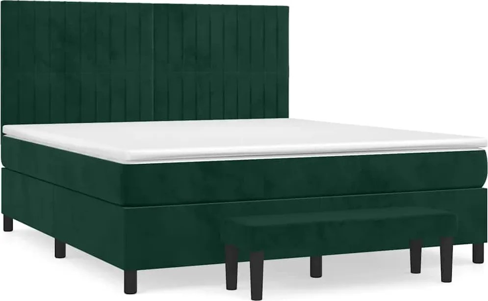 Box spring postel s matrací tmavě zelená 160x200 cm samet 3137974