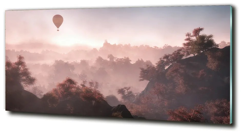 Wallmuralia Foto obraz skleněný horizontální Balon nad lesem 125x50 cm