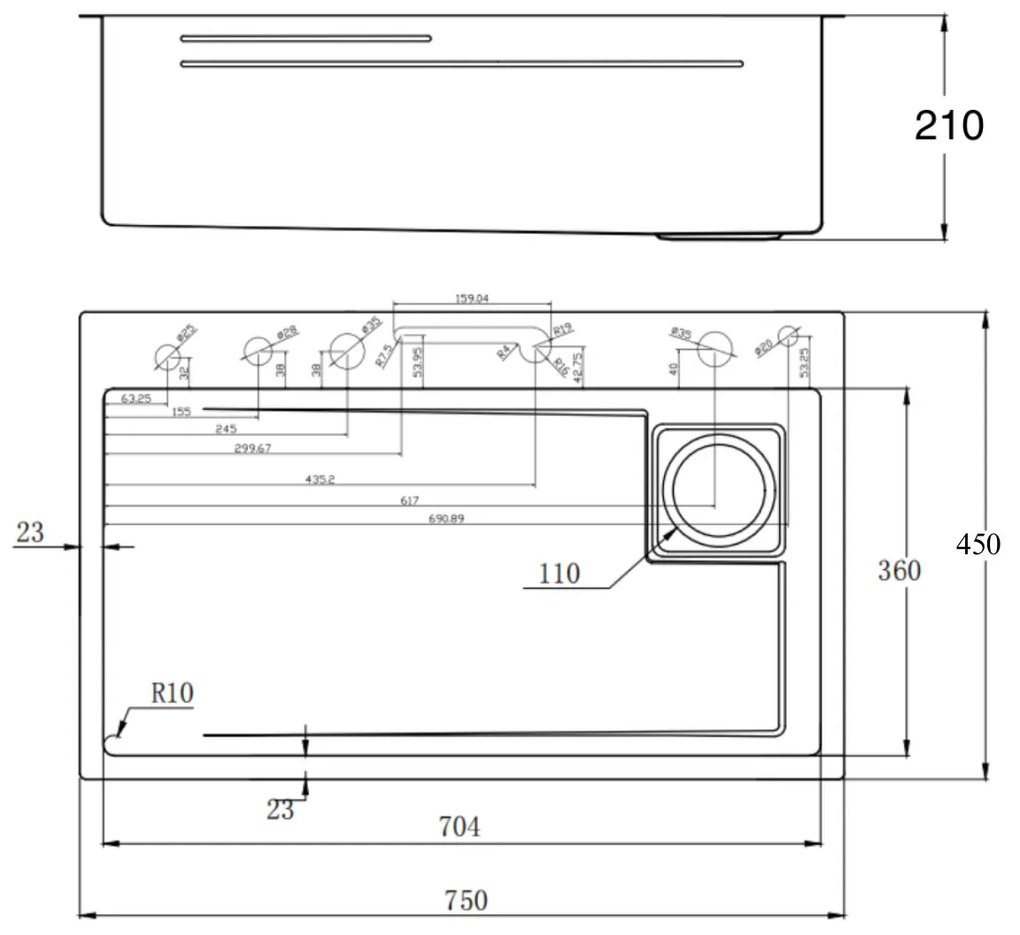 Velazo Dřez 1 komorový s dvojitým vodopádem, nerez - , grafit
