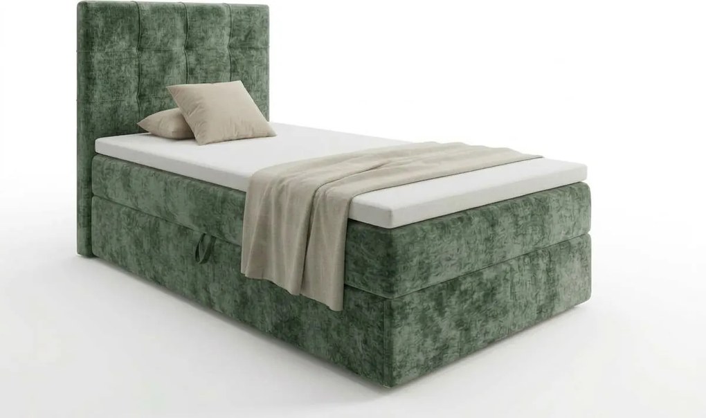Čalouněná postel boxspring DIRELIS VIBE 90x200 cm tmavě zelená Matrace: Matrace Bonell pružinová