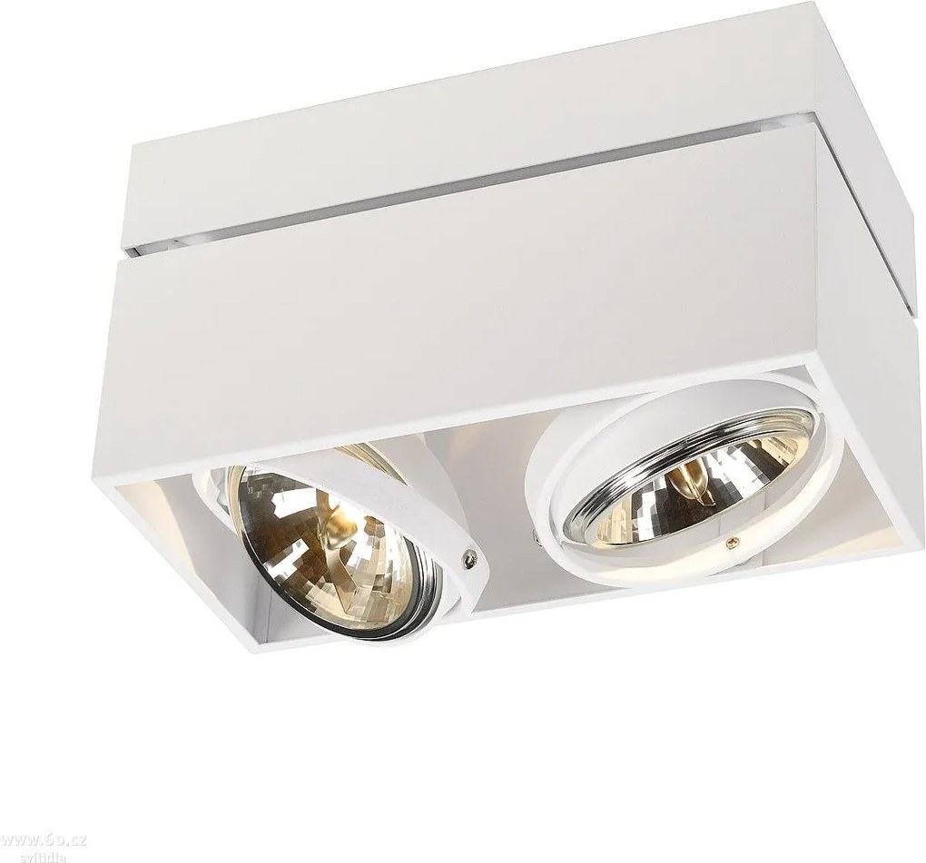 SLV Big White 117131 Kardamod, bílé stropní hranaté svítidlo s integrovanou bodovkou, 2x75W G53, 31x15cm