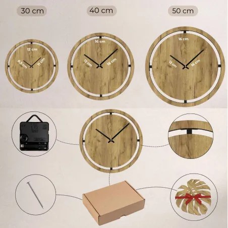 Dřevěné nástěnné hodiny s motivem lesa - moderní design | SENTOP HDF0608-čiene-ruky
