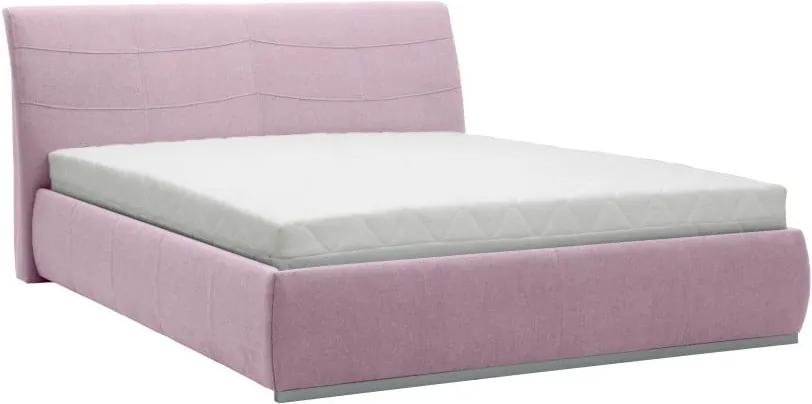 Světle růžová dvoulůžková postel Mazzini Beds Luna, 140 x 200 cm