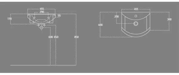 Aqualine - Zápustné umyvadlo ZERO 45,5x40 cm keramika/bílá