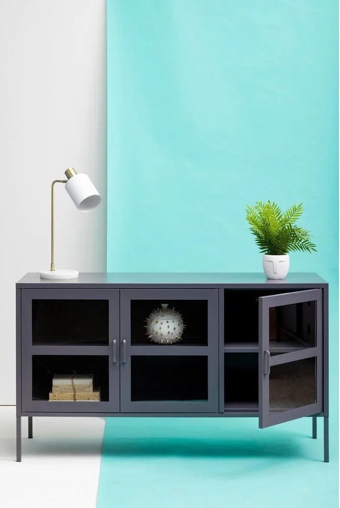Šedá ocelová vitrína 140x80x45 cm Acier – Premier Housewares