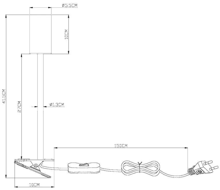 GLOBO Stolní lampička na klipu ROBBY Barva: Bílá