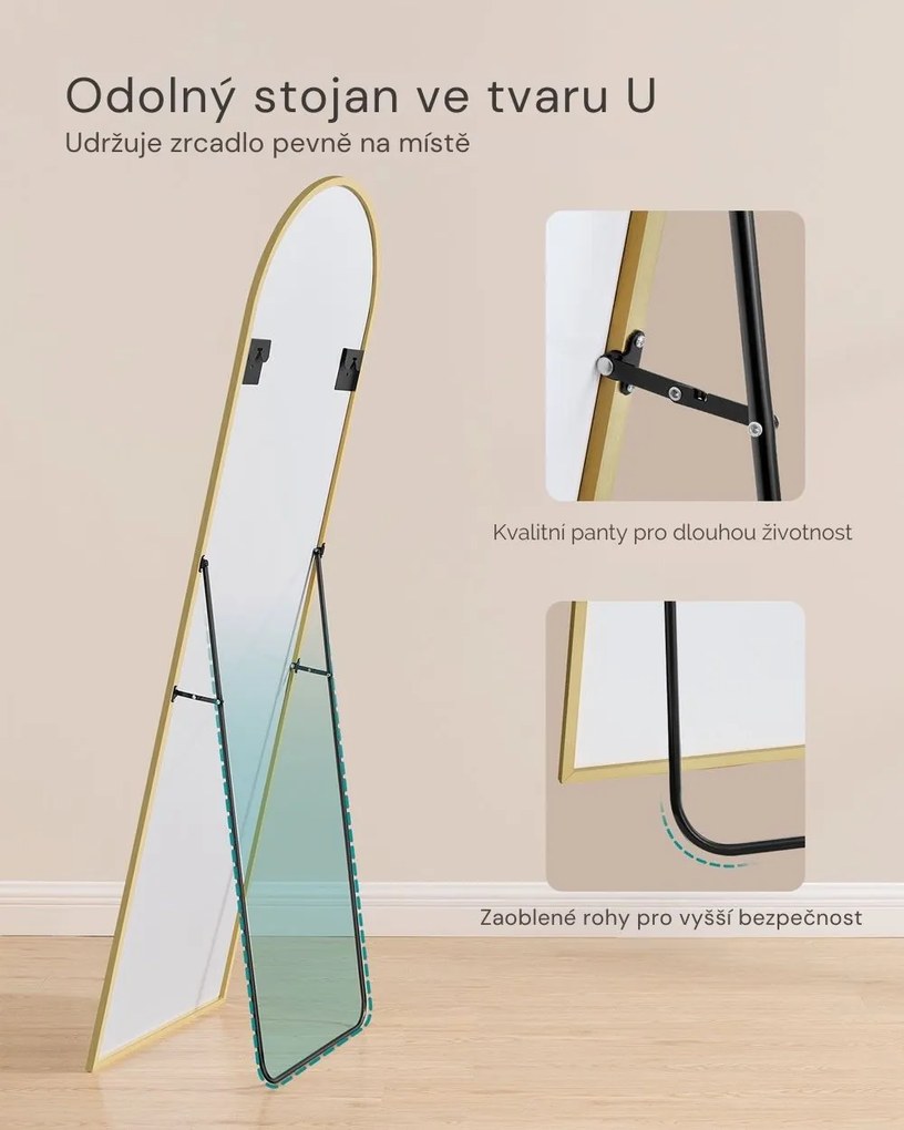 Zaoblené zrcadlo UMBRA, 160x50 cm, zlatá SongmicsHome