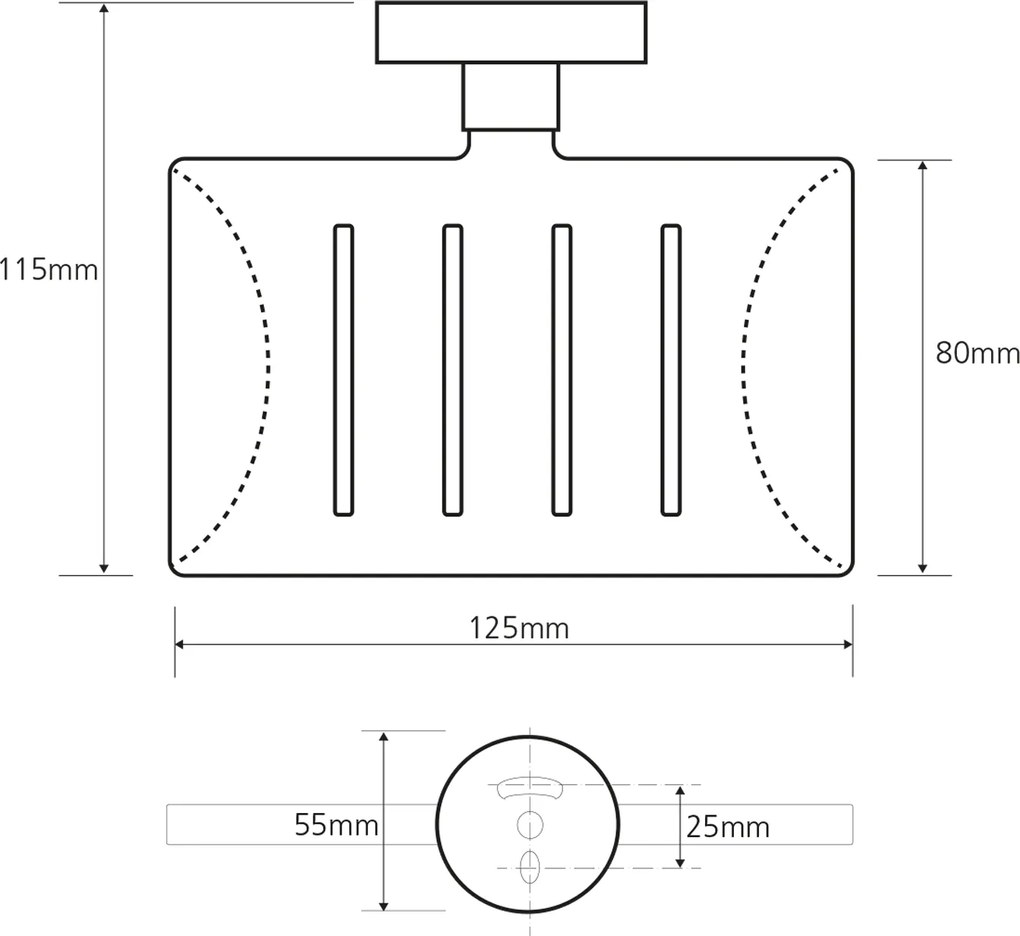Sapho Sapho, X-ROUND mýdlenka obdélníková s otvory, chrom, XR804