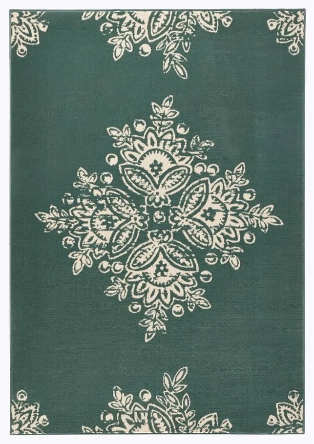 Zelenobílý koberec Hanse Home Gloria Blossom, 160 x 230 cm