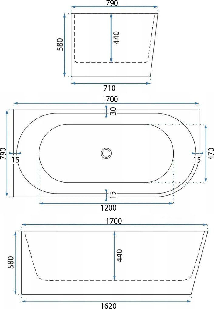 Rea Bellanto Slim, rohová akrylátová vana 1700x790x580 mm, levá, bílá, REA-W0131