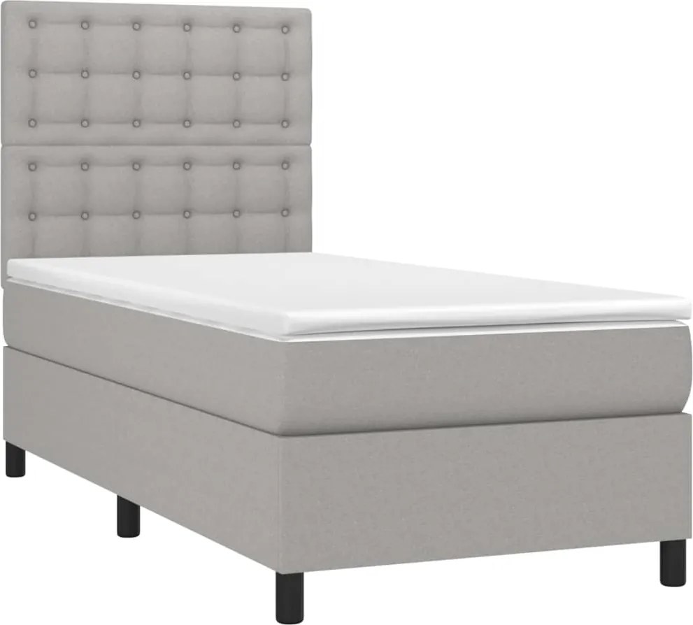 Box spring postel s matrací světle šedá 90x200 cm textil 3142065