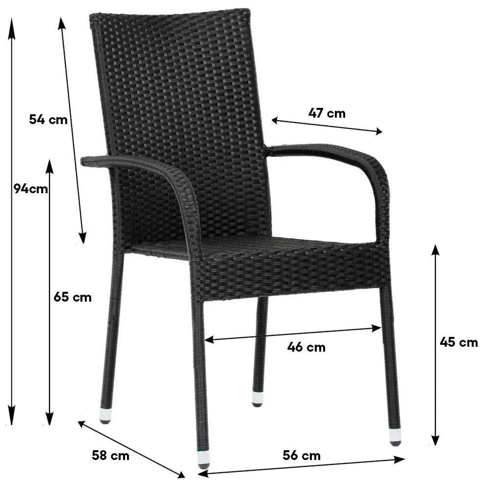 Vikio Zahradní ratanový set 140x80 pro 4 osoby DT255 antracit