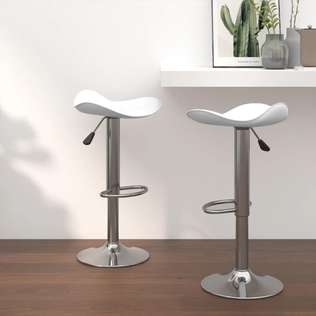 Barové stoličky 2 ks bílé chromovaná ocel a umělá kůže - Default Title