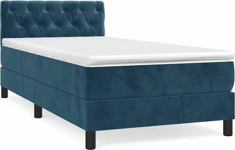 Box spring postel s matrací tmavě modrá 80 x 200 cm samet 3141453