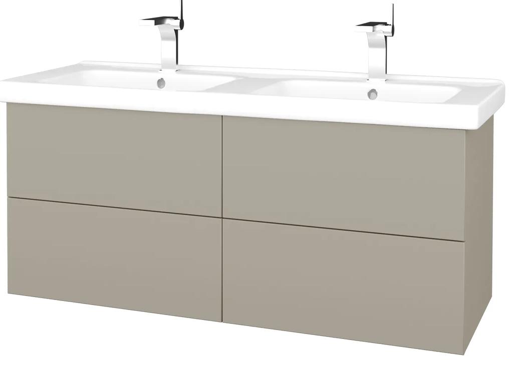 Dřevojas Koupelnová skříň VARIANTE SZZ4 125 (umyvadlo Harmonia) Varianta: N01 Bílá lesk / D16 Beton tmavý