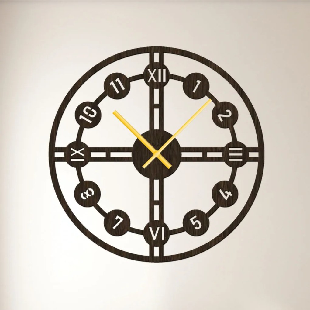 dřevo života Nástěnné hodiny CIRCLE Zvolte barvu dekoru: Wenge, Velikost hodin: 35x35, Barva ručiček: Zlaté