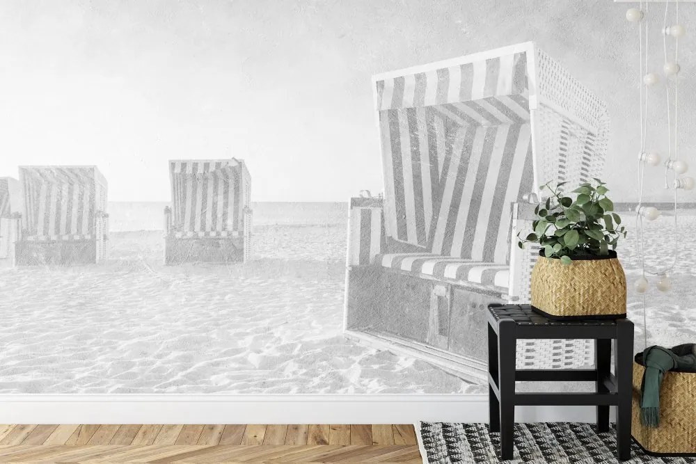 Fototapeta Ostsee Strandkörbe Black &amp;amp; White Hladký vinyl 104x70.5