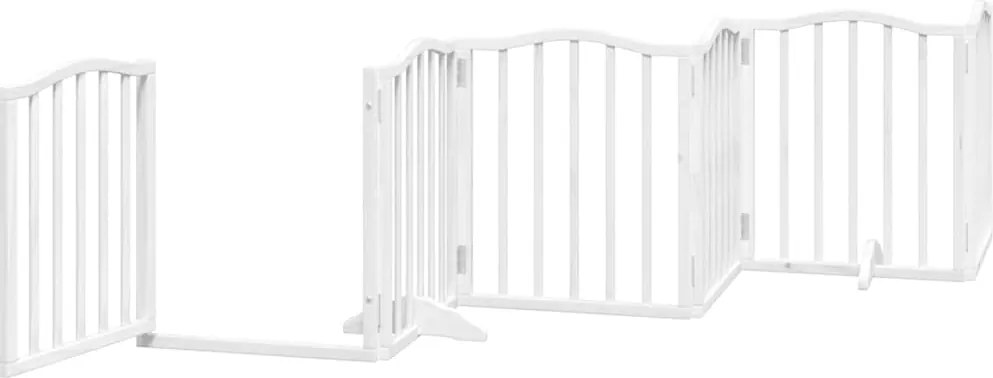 Zábrana pro psy s dvířky skládací 9 panelů bílá 450 cm topol 3155591