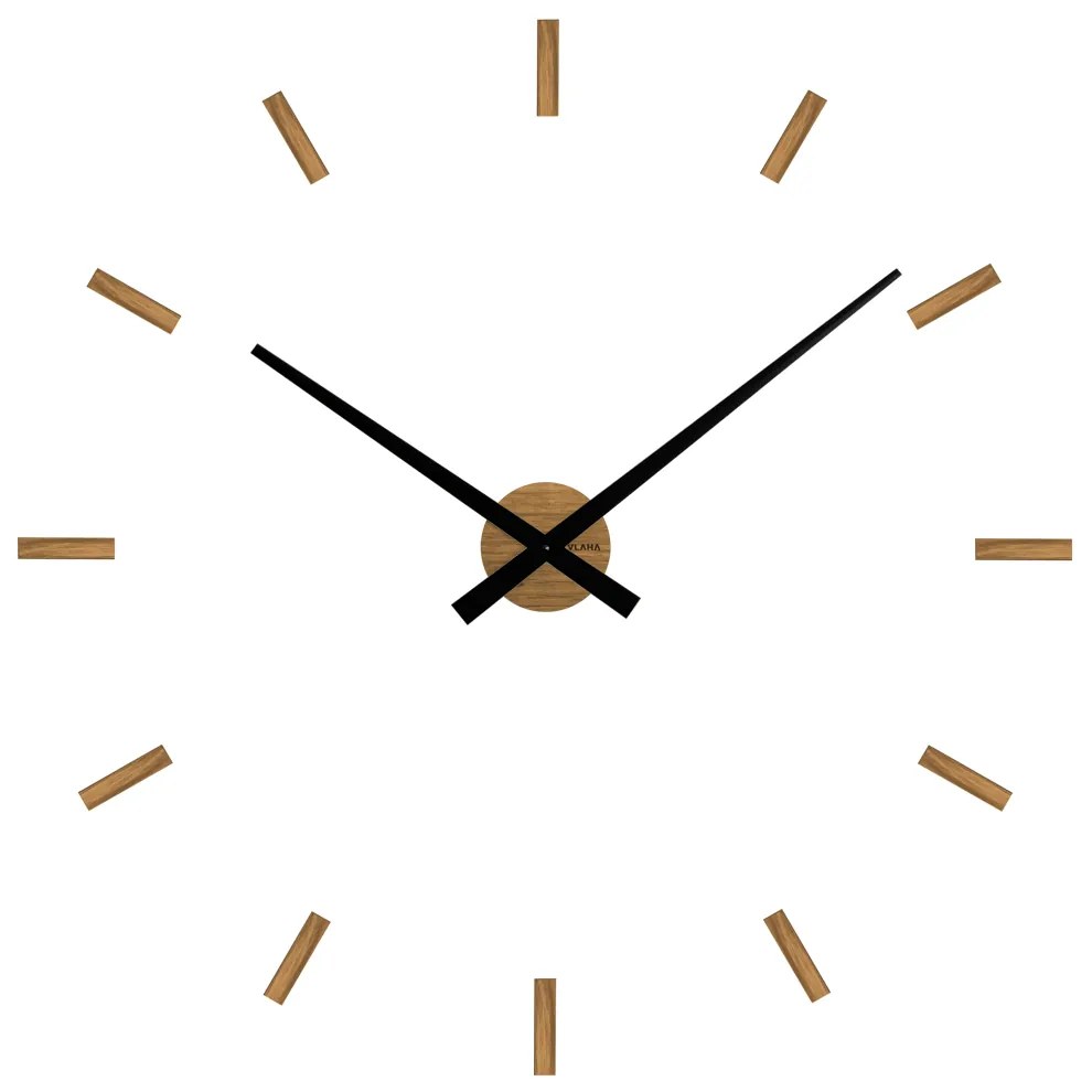 VLAHA Dubové nalepovací hodiny VLAHA MINIMAL vyrobené v Čechách s černými ručkami VCT1042