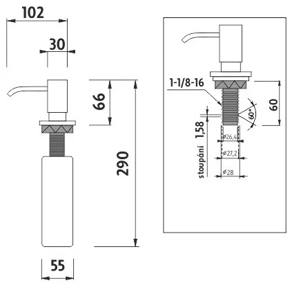 Nimco Vestavěný dávkovač, pumpa 30 mm - UN 3031V-26