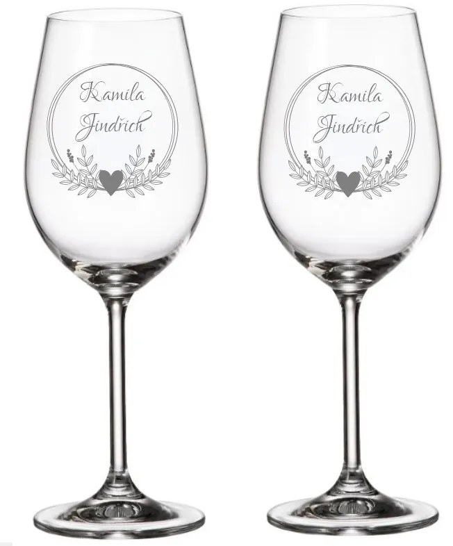 Dekorant svatby Svatební sklenice na bílé víno KRUH LIST 2 350 ML 2KS
