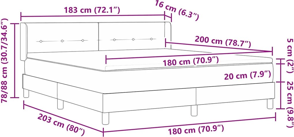 Postel s boxspringem s čelo Tmavě hnědá 200 x 180 cm textil 3341310