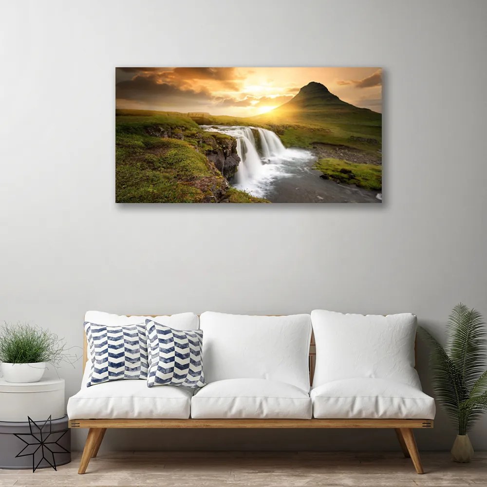 Obraz na plátně Hory Vodopád Příroda 120x60 cm