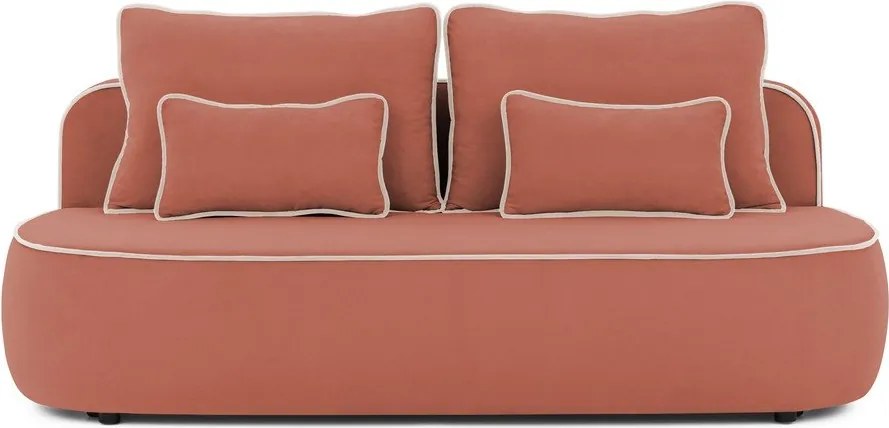 Růžová/světle šedá sametová rozkládací/s úložným prostorem dětská pohovka 210 cm Saga – Ropez