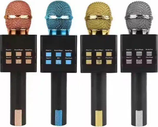 Bezdrátový Bluetooth karaoke mikrofon MC871 3v1 - zlatý