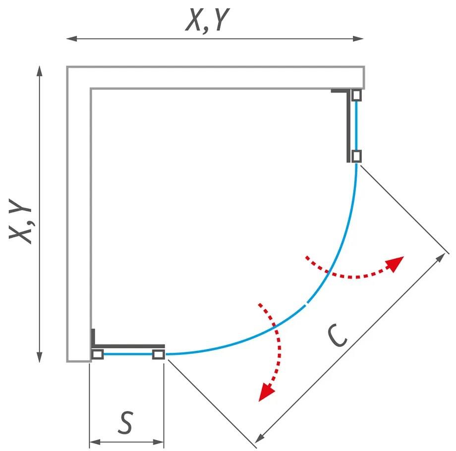 Roth Čtvrtkruhový sprchový kout GR2N - bez vaničky Varianta: délka: 90-100 cm, šířka: 90-100 cm - (GR2N 900-1000 - 187-1000000-00-02), Barva profilů a typ výplně: profily: brillant, výplň: transparent