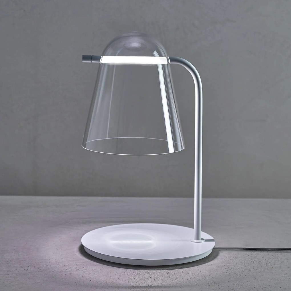 Prandina Sino T3 LED stolní lampa čirá/bílá matná