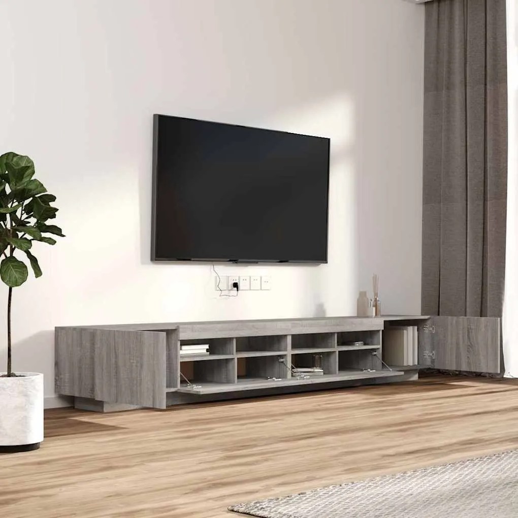 3dílný set TV skříněk s LED světly šedý sonoma kompozitní dřevo 3120174