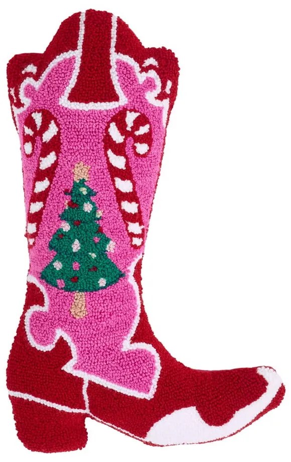 Dekorační polštář s vánočním motivem z materiálu bouclé 48x35 cm Santa's Howdy Christmas Boot – Catherine Lansfield