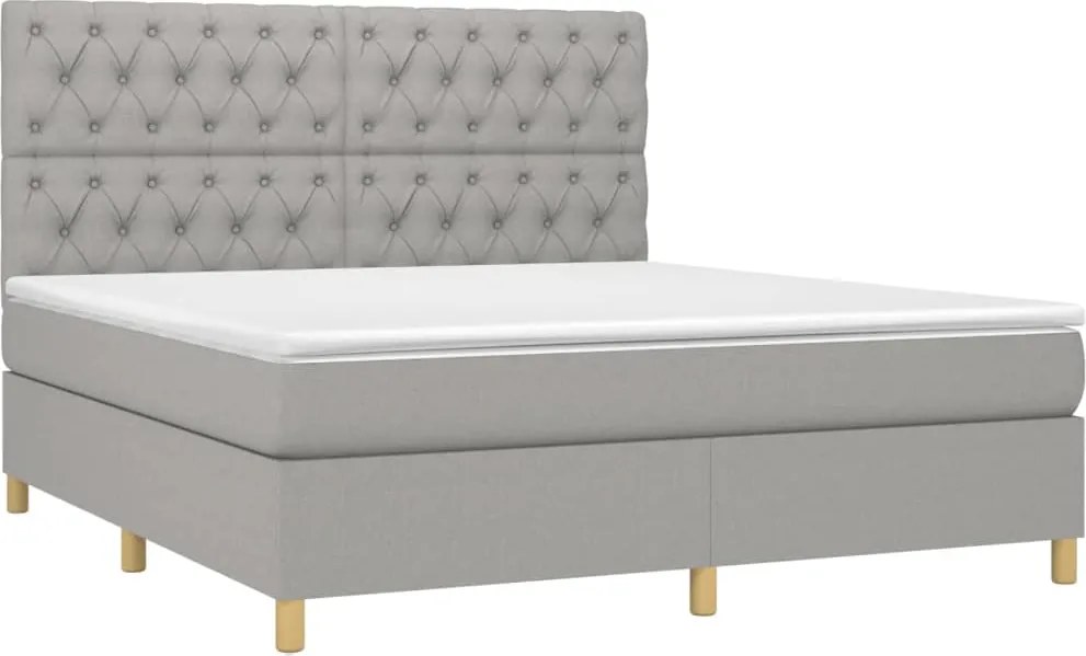 Box spring postel s matrací světle šedá 160 x 200 cm textil 3142585