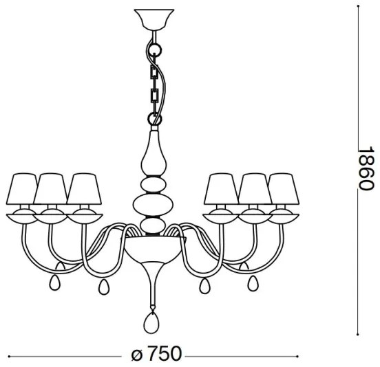 Ideal Lux - Lustr na řetězu BLANCHE 6xE14/40W/230V pr. 75 cm bílá