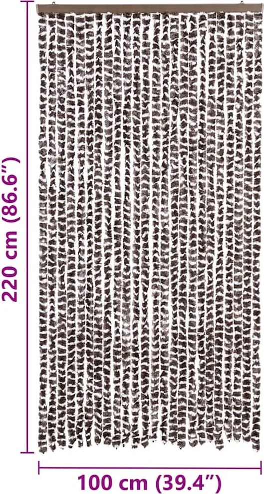 Závěs proti hmyzu hnědý a bílý 100 x 220 cm Chenille 325453