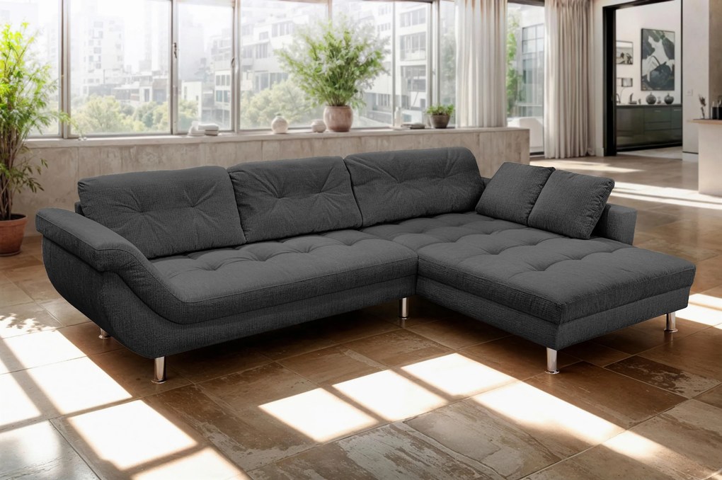 XXXLutz ROHOVÁ SEDAČKA, plast, textil, kompozitní dřevo, antracitová MID.YOU - Sedací soupravy - 000694009705