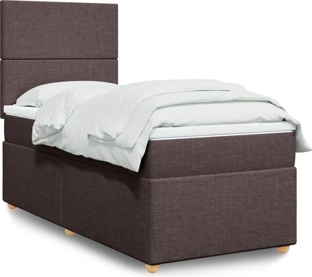 Box spring postel s matrací tmavě hnědá 90x200 cm textil 3293459