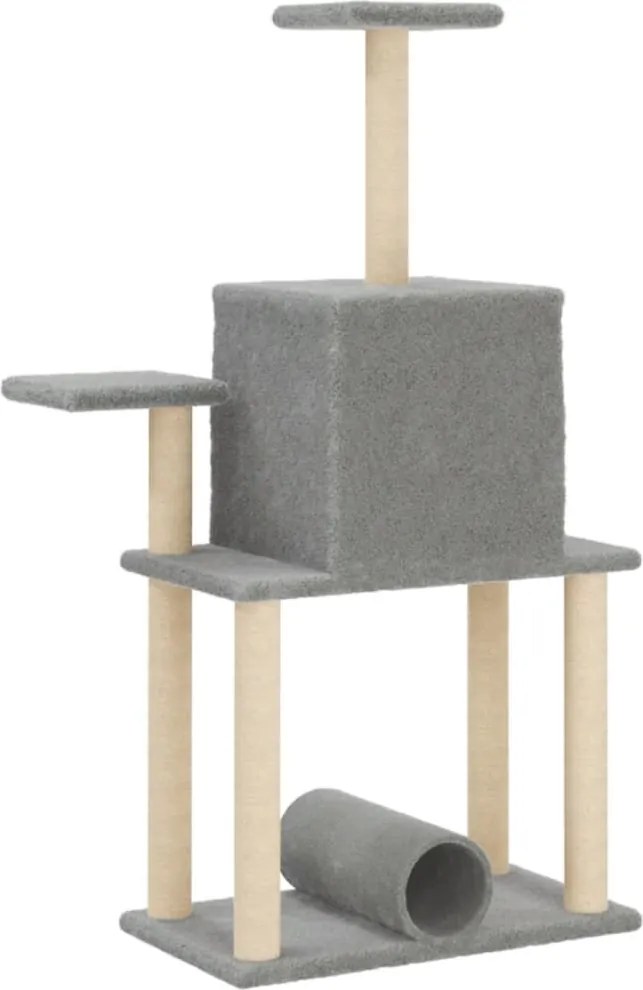 Škrabadlo pro kočky se sisalovými sloupky světle šedé 122 cm 172089