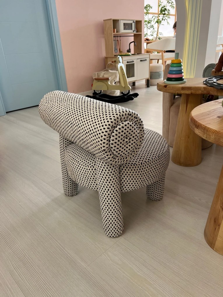 Atelier del Sofa Křeslo Dino - Puantiye, Černá, Bílá