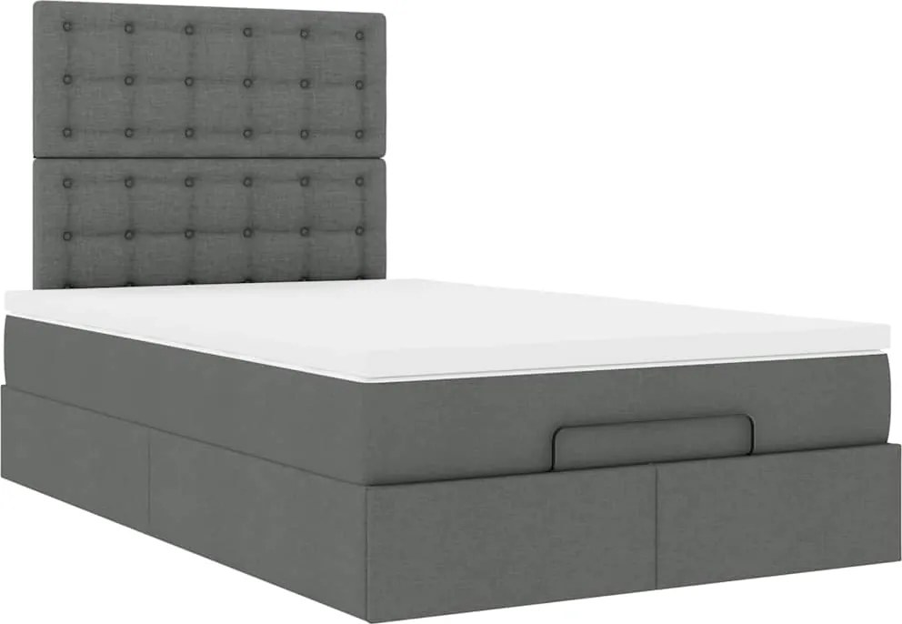 Osmanský rám postele s matrací tmavě šedá 120x190 cm textil 3313307