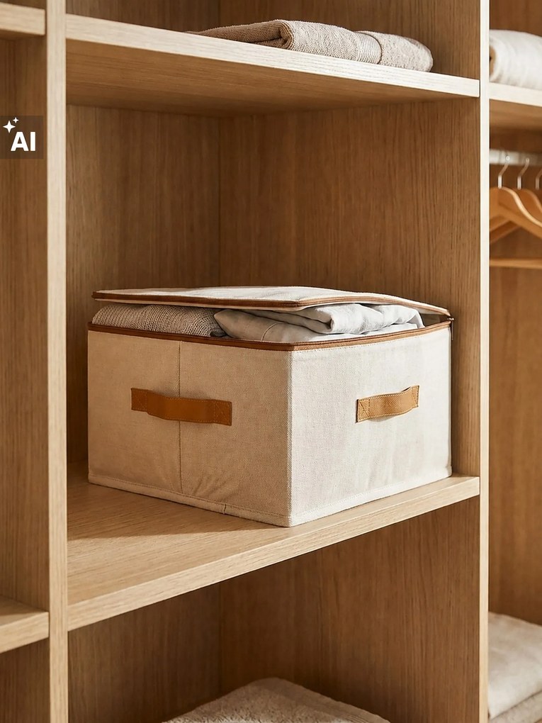 Sinsay - Úložný box s víkem na zip - béžová