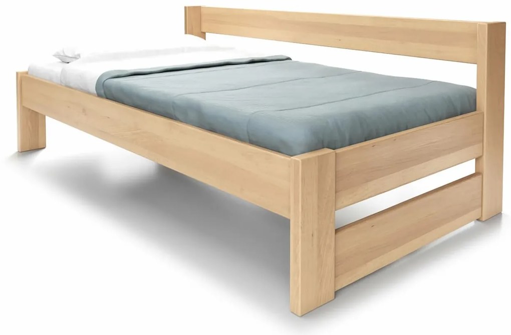 Zvýšená postel jednolůžko ELA s bočním čelem, 120x200, masiv buk