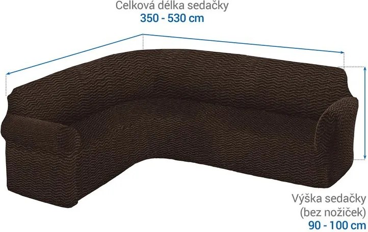 Bielastické potahy CRISTINA tabáková rohová sedačka (š. 350 - 530 cm)
