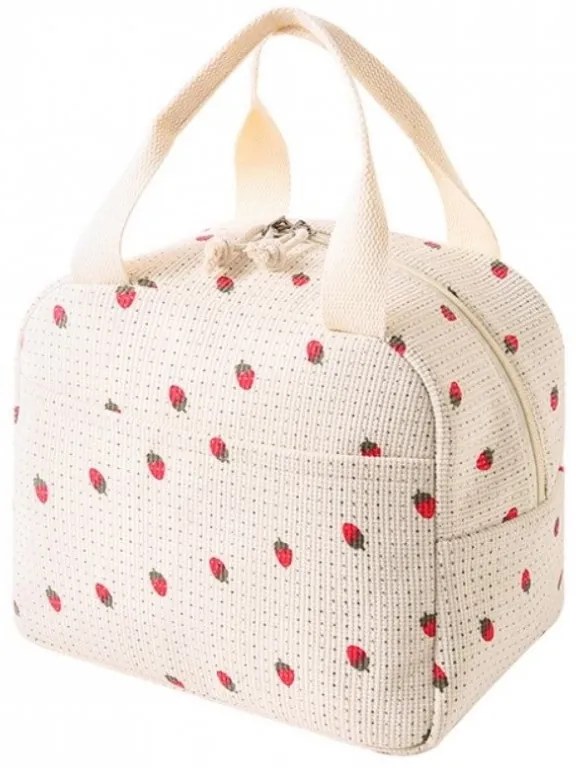 Flamenco Mystique Termotaška na jídlo LUNCH BOX s jahodovým vzorem 26x21x18cm PJM42