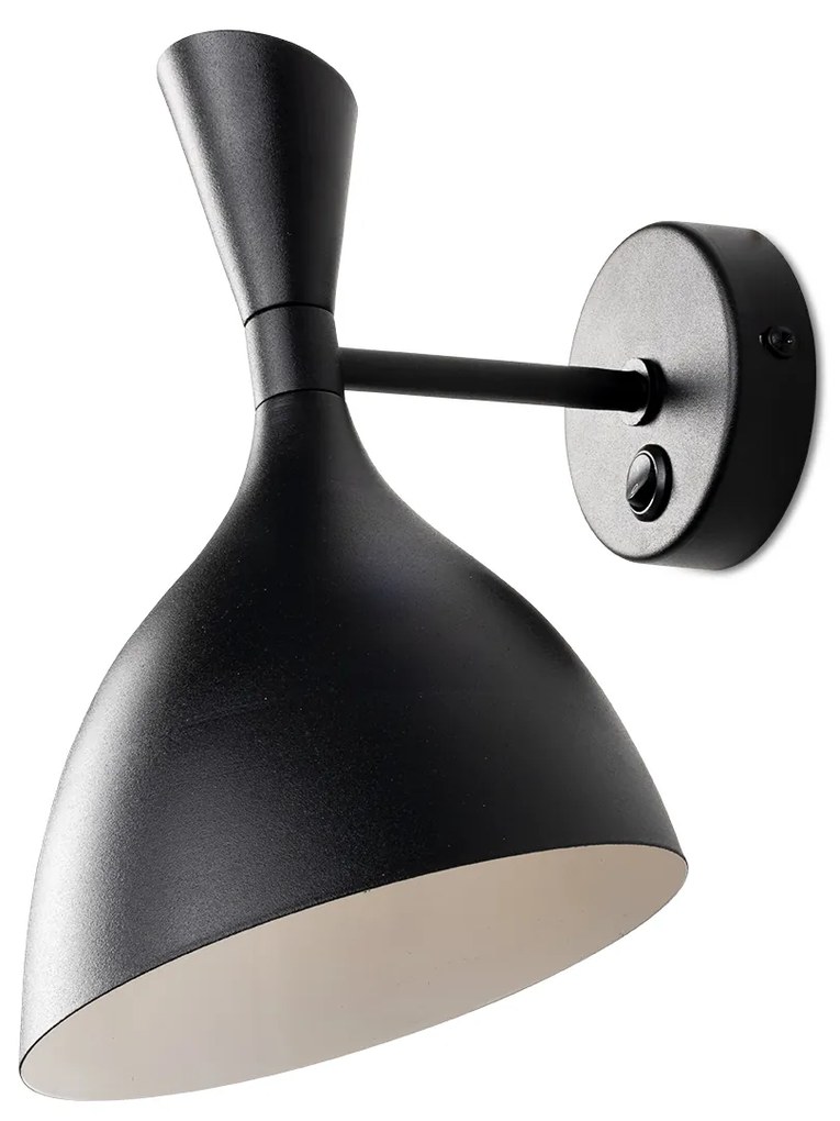 Light for home - Moderní nástěnné svítidlo s kovovým stínidlem 10411 "TURIN", 1x40W, E14, Černá