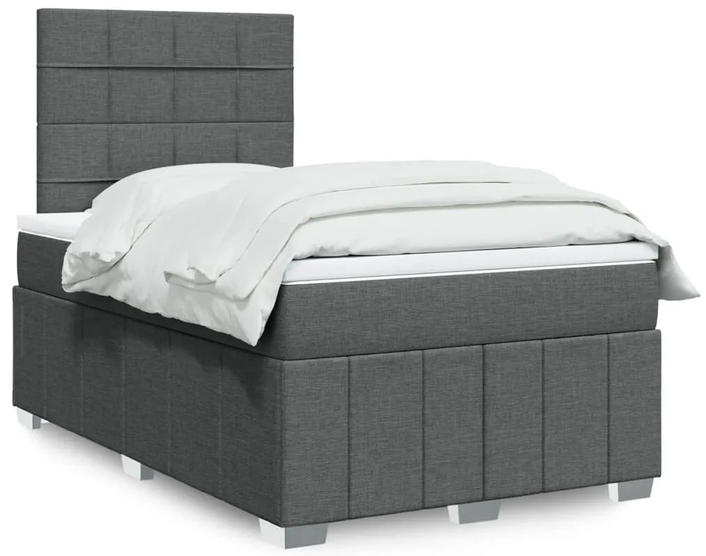 Box spring postel s matrací tmavě šedá 120x190 cm textil